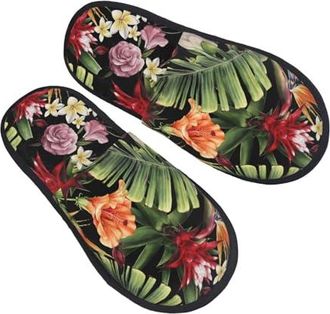 Generic Pantoufles Unisexes Aquarelles De Fleurs Tropicales Maison Chaussures Automne Hiver Doubl&eacute;es En Peluche Pantoufle, Pour Int&eacute;rieur Ext&eacute;rieur, Mariage, 