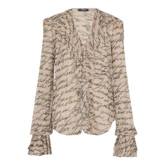 Balmain R&uuml;schenhemd mit Liebesbrief-Print - - Blouses & Shirts - Damen - Beige - M