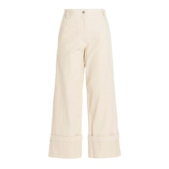 Moncler Femme, Pantalons, Blanc, Taille: 38 FR 1952 Wide Leg Pantalons
