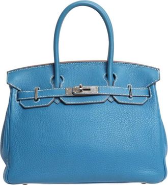 Herm&egrave;s sac cabas en cuir &agrave; anse sur le dessus Birkin 30 (2011) - Bleu