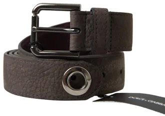 Dolce & Gabbana Mens Leather Metal Buckle Belt Brown