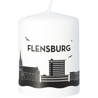 Goodtimes Stumpenkerze Flensburg Skyline (Wei&szlig;)