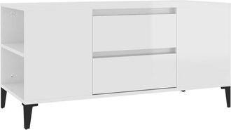 Les Tendances Meuble TV Blanc brillant 102x44,5x50 Bois dingénierie