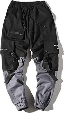 ORANDESIGNE Homme Pantalon Cargo Hip Hop Noir Pantalon de Jogging Sport Multi-Poches Streetwear Teachwear M Noir M