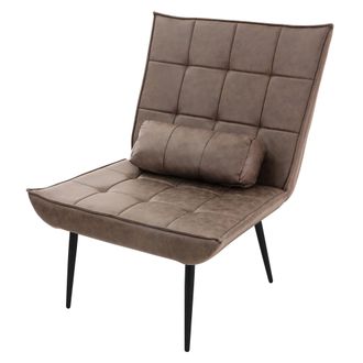ML Design ML-Design Loungesessel Braun - Moderner Polstersessel mit Lendenkissen f&uuml;r Wohnzimmer, Retro Design-Sessel mit Metallbeinen, ergonomisch & pflegeleich