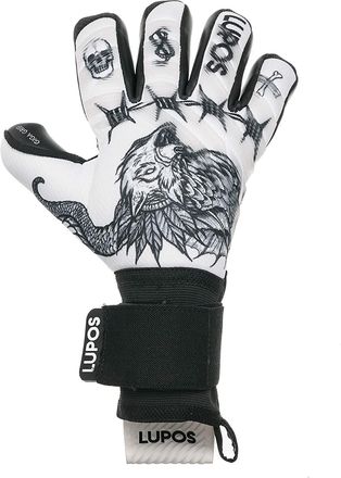 Lupos Tattoo Goalkeeper Gloves for Adults and Kids. Negative Cut, 4+3 mm Giga Grip Palm, Mesh Backhand with Digital Print and Transparent Injected Silicone 