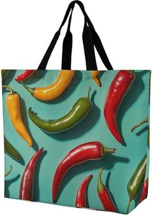 Generic Image De Piment Sac A Main Femmes Pliable Tote Bag Imperm&eacute;able Sac Courses Pour Plage Quotidienne Shopping