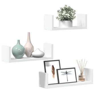 Generic 3X Wandregal U-f&ouml;rmig, H&auml;ngeregal, Lounge B&uuml;cherregal, Wandboard Dekoregal, Schweberegal, CD/DVD Regal, Wand Deko, Holzwerkstoff(Sonoma-Eiche 60x15x10