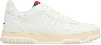Gucci Womens Re-Web Leather Low-Top Sneakers White Cow Hide Trainers