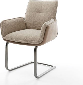 DELIFE Freischwinger Nela-Flex Materialmix Schlamm Freischwinger flach Graphit, Esszimmerstühle