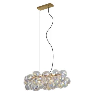 QAZQA Design Design-H&auml;ngeleuchte Gold I Messing mit Regenbogen-Glas 8-flammig - Uvas I Wohnzimmer I Schlafzimmer - Stahl Kugel I Kugelf&ouml;rmig - LED geeignet 