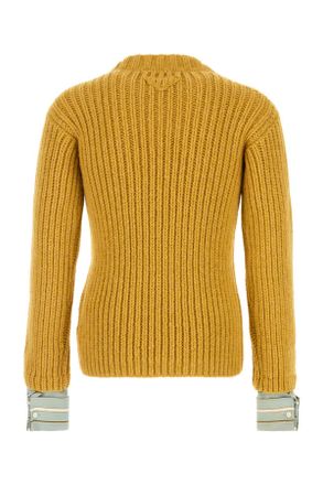 Prada Virgin Wool Ribbed Sweater - Yellow
