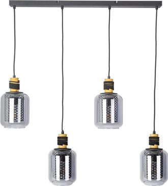 Globo Lighting Globo Ando Suspension de bar avec abat-jour en verre fum&eacute; noir, 4 ampoules E27