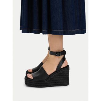 Calvin Klein Espadrilles Calvin Klein Wedge Espad 70 Aop Lth HW0HW03138 Schwarz