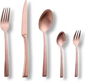 Echtwerk Tafelbesteck Avelino, Bronze Edition, 20-teilig, Essbesteck f&uuml;r bis zu 4 Personen, Edelstahl 18/10, mattiert, Hochwertiges Besteck Set, f&uuml;r Esstisch, 