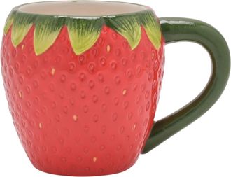 Widdop and Co Widdop Keramik-Geschirr mit Erdbeermotiv, Erdbeer-Tasse, Sommergeschirr, helles, witziges Geschirr, schöne Geschenkidee, Picknick, Essen im Freien