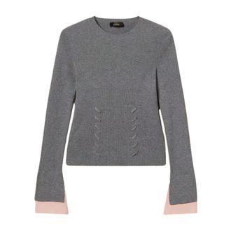 Twinset Pull &agrave; col roul&eacute; avec d&eacute;tails contrastants - Femme - Pulls - Gris - Taille: 36 FR