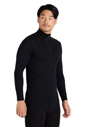 Mountain Warehouse Haut Thermique en M&eacute;rinos &agrave; Manches Longues Hommes - Respirant, Demi-Zip, Chaud et Confortable - pour Le Camping par Temps Froid, Hiver Noir 4XL