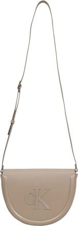 Calvin Klein Femme, Sacs, Beige, Taille: ONE Size Sacoche Selle avec Logo Monogramme en Relief