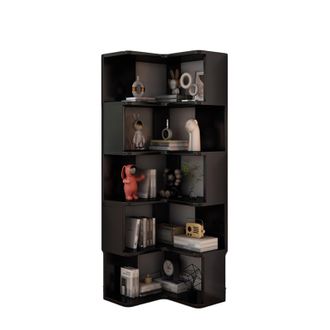 Generic 2-7-stufiges Eck-B&uuml;cherregal, B&uuml;cherregal aus Holz, kreativ gebogenes B&uuml;cherregal, zur Aufbewahrung von B&uuml;chern und Dekorationsgegenst&auml;nden, geeignet 
