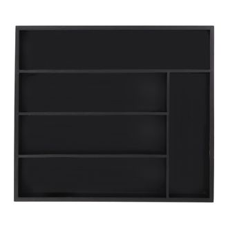 Relaxdays Besteckkasten für Schubladen, 5 Fächer, HBT: 5 x 34 x 30 cm, Schubladeneinsatz, Besteckeinsatz Bambus, schwarz