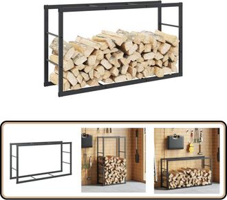 vidaXL vidaXL Portant de bois de chauffage noir 110x30x61 cm acier