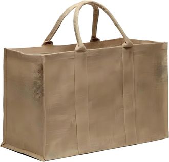 Vigor 9919070 Holztasche aus Jute, Faltbar, 75L Kapazität, 64cm x 29cm x 49cm