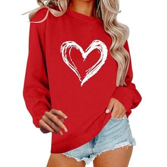 Generic Sweatshirt Femme Col Rond Manches Longues Pull Femmes Pull Saint-Valentin Haut Loisirs Sweatshirts Sans Capuche Chemisier Automne Hiver Tops Femmes Sw