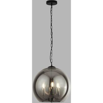 Searchlight Searchlight Sphere Suspension boule en verre fum&eacute; &agrave; 3 lumi&egrave;res - Chrome noir