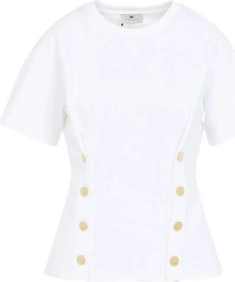 Elisabetta Franchi Femme, Tops, Blanc, Taille: 40 FR Maglia Gesso 270