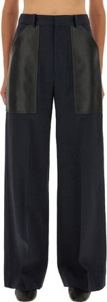 Bottega Veneta Wool-Cotton Blend Trousers - Blue