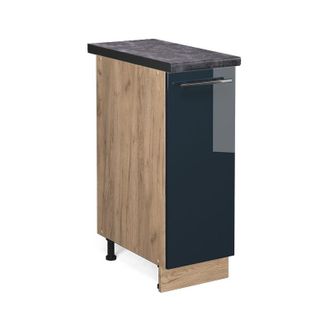 Vicco K&uuml;chenschr&auml;nke Fame-Line, Dunkelblau Hochglanz, 30 cm, ap Anthrazit