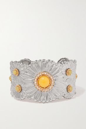Buccellati Blossoms Daisy Armspange Aus Sterlingsilber Und Gold-vermeil Mit Achaten Und Diamanten