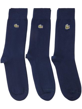 Lacoste lot de deux paires de chaussettes &agrave; logo brod&eacute; - Bleu