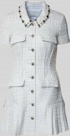 Self Portrait Knielanges Kleid mit Hemdblusenkragen