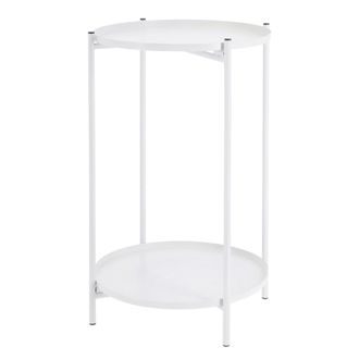 Meinposten Beistelltisch rund Couchtisch Telefontisch 28x48 cm schwarz Creme wei&szlig; (Wei&szlig;)