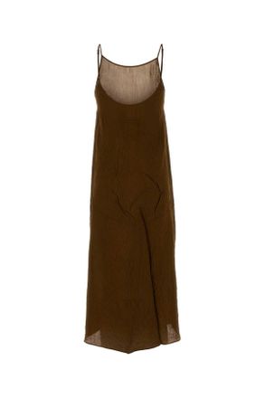 Uma Wang Womens Mud Jersey Anaya Dress Mustard Exterior: Viscose Abiti