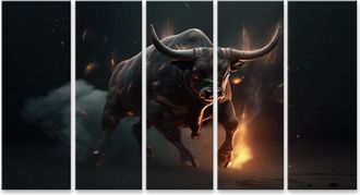 Islandburner Bild auf Leinwand Wütender Stier Flammen Wildes Tier Wütender Stier Flammen Wildes Tier Bilder Wandbilder Poster IYGW-5P