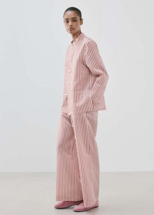 Mango Pantalon de pyjama en m&eacute;lange de soie &agrave; rayures rose - Femme - S - MANGO