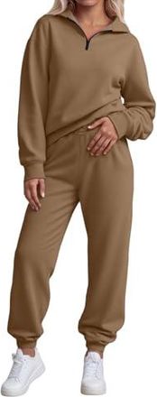 Generic Survetement Femme Ensemble Jogging Zipp&eacute; Femme Ensemble Sport 2 Pi&egrave;ces Sweat &agrave; Capuche Polaire et Pantalon Jogging Tenue de Sport Survetement Hiver Au