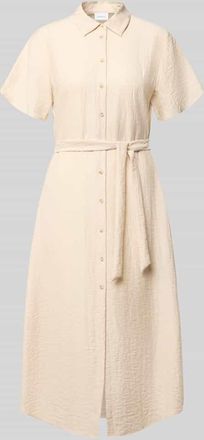 Comma Midikleid aus Viskose-Mix mit Umlegekragen
