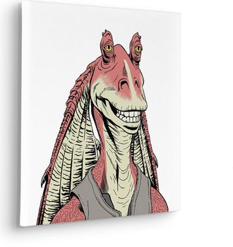 Komar Keilrahmenbild - Star Wars Jar Jar Binks - Größe: 40 x 40 cm - Kinderzimmer, Wanddekoration