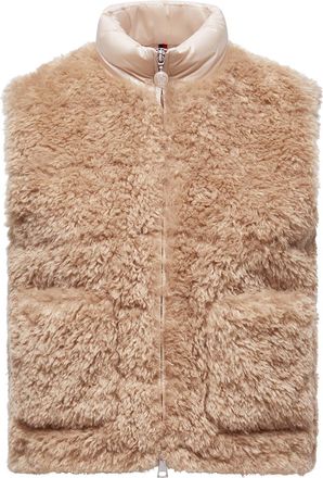Moncler Moncler Doudoune Sans Manches En Teddy Planeze, Femme, Beige, Taille: 00