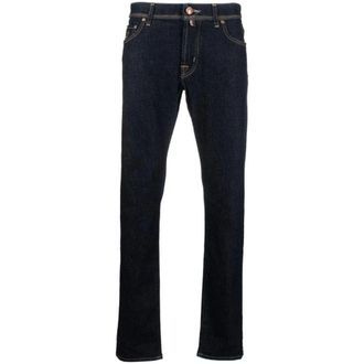Jacob Cohen Jean Slim Fit Bleu Fonc&eacute; avec Coutures Or et Bleu - Homme - Jeans - Noir - Taille: W34