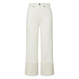 Tory Burch Contrast Cuff Straight Leg Jean - - Trousers - Damen - Wei&szlig; - W26