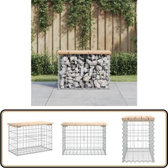 vidaXL Gartenbank aus Gabionen 63x31,5x42 cm Massivholz Kiefer - Gartenbank - Holzbank - Kiefernholz - Gabione - Gartenmöbeln