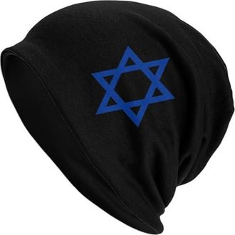Generic Bonnet Tricoté Drapeau DIsraël Doux Revers Beanie Coupe-Vent Watch Hat pour Hiver La Rue