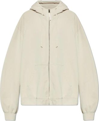 Maison Margiela Homme, Sweatshirts et sweats &agrave; capuche, Beige, Taille: XS Numbers Oversized Zip Sweat &agrave; capuche