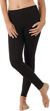 Albert Kreuz Legging Yoga Femme Taille Haute en Coton Stretch Bio Noir, Taille M (40-42)