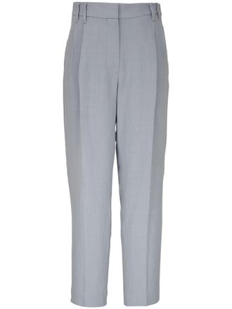 Brunello Cucinelli pantalon crop &agrave; d&eacute;tail de cha&icirc;ne - Bleu